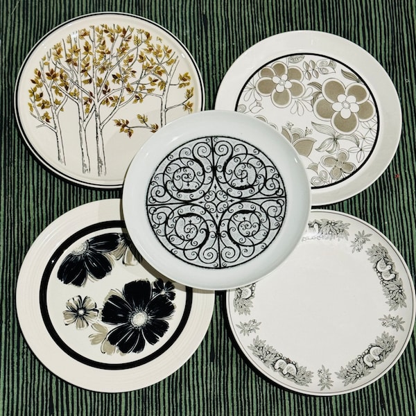 Black and White Dinner Plates - Etsy