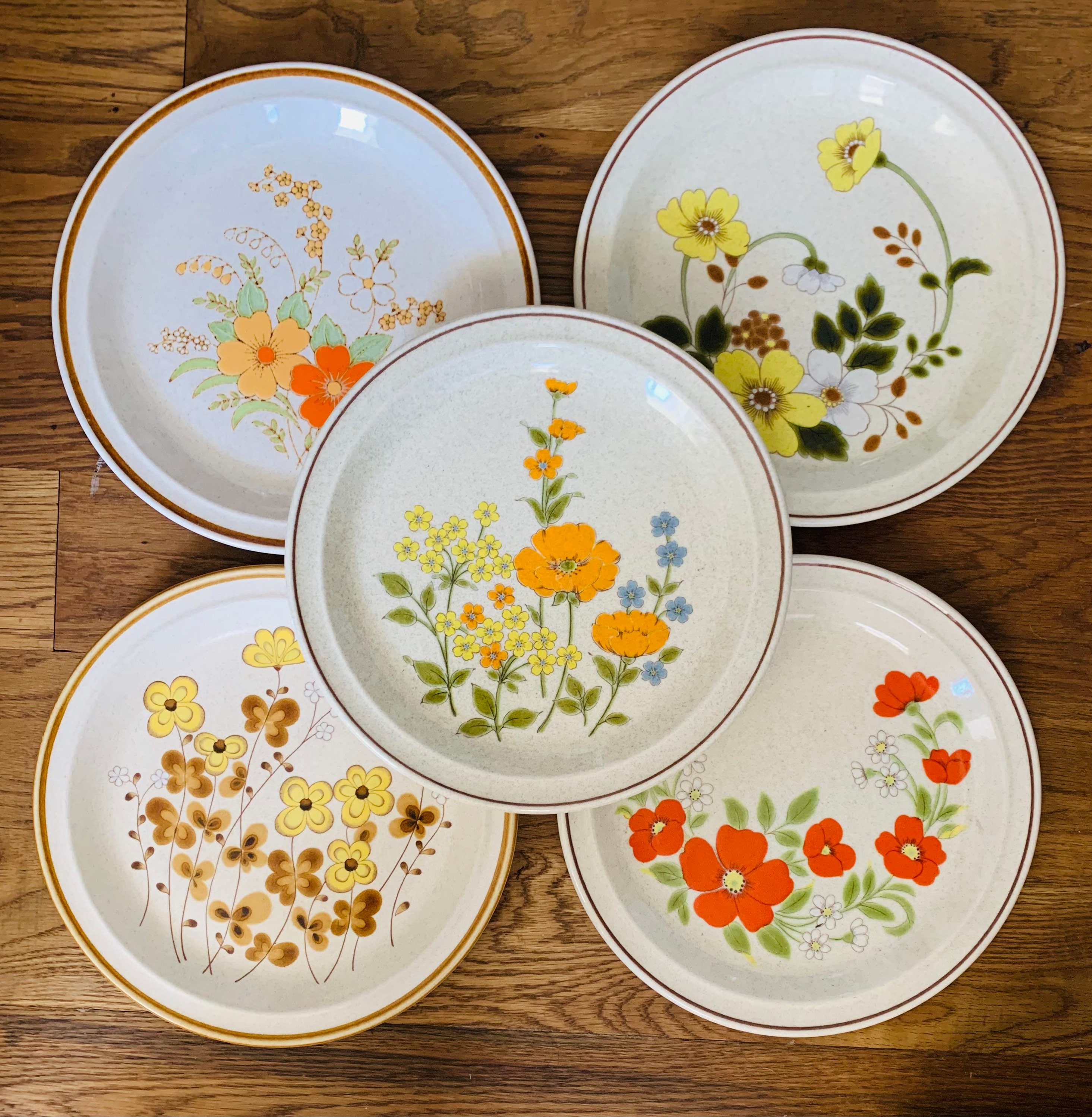 Kitchen & Dining Home & Living Mismatched Set of 5 Stoneware Dinner ...