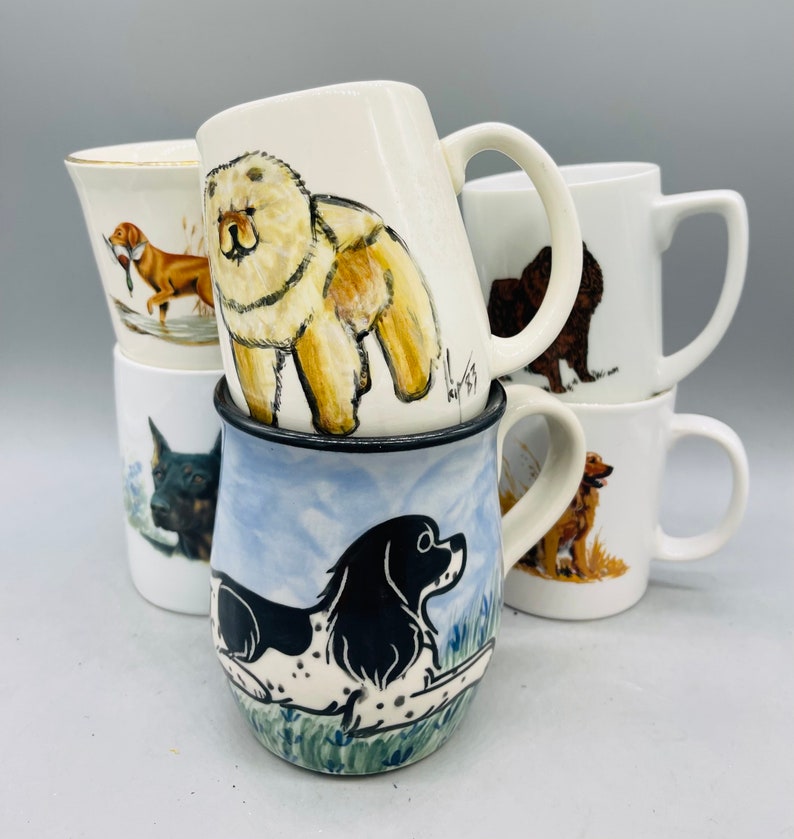 Mismatched Set of 6 Dog Themed Coffee Cups Including Karen - Etsy