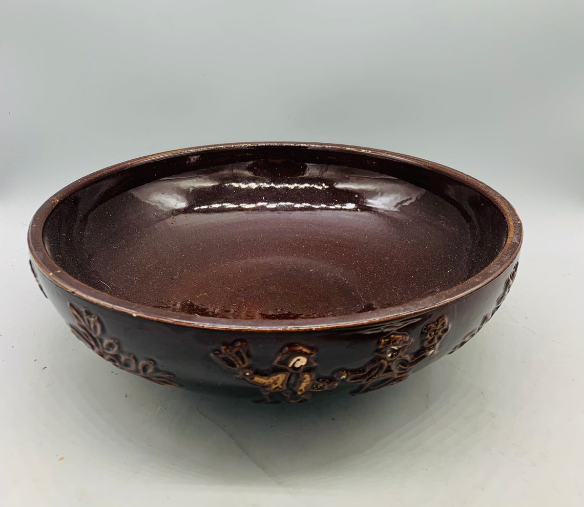 Red Wing Pottery Redware Serving Bowl With Dancing Peasants - Etsy