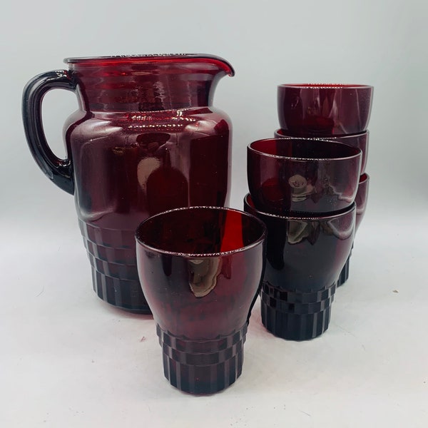 Royal Ruby Anchor Hocking Pitcher - Etsy