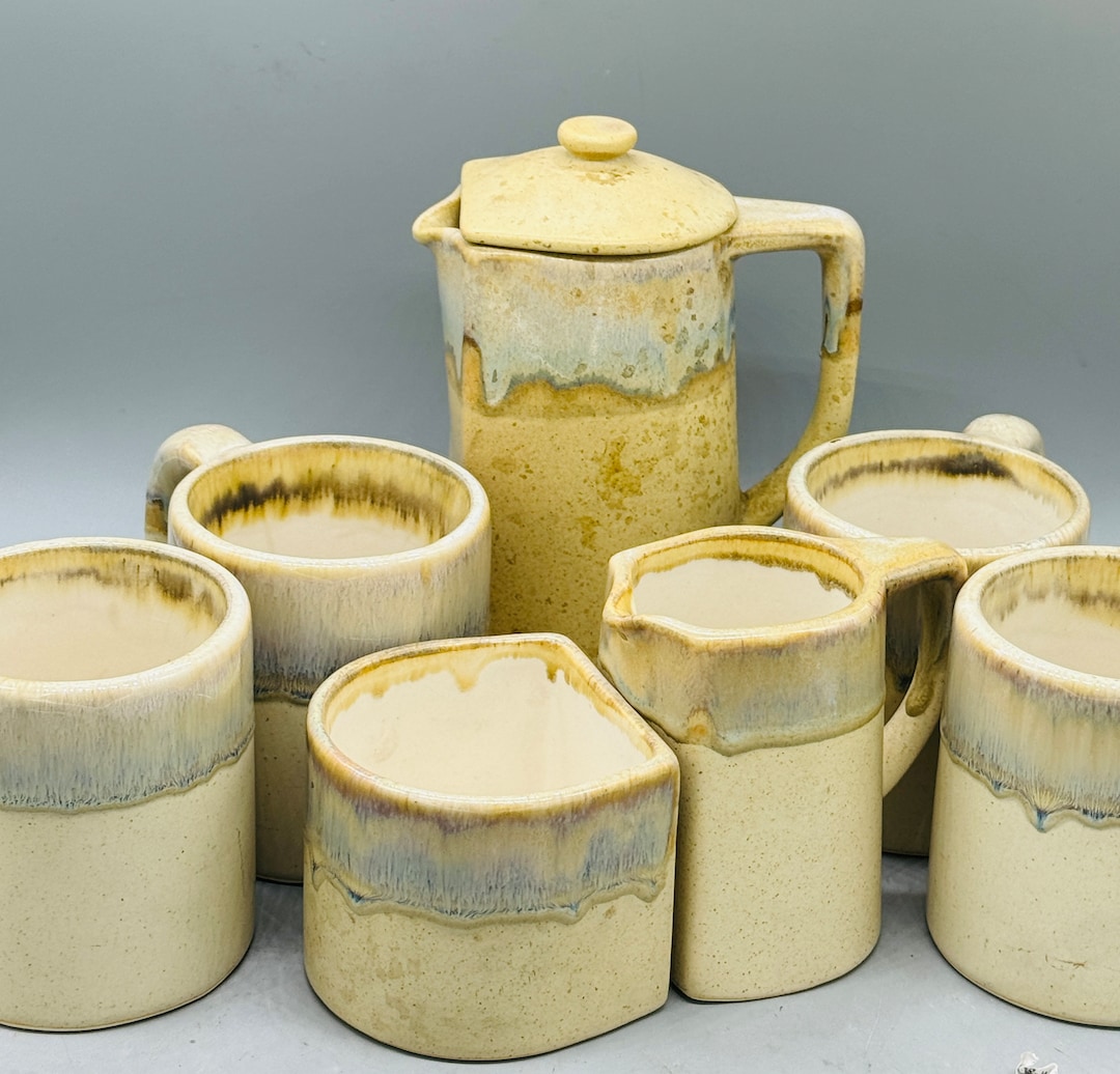 7 Piece Set of Padilla Pottery Coffee Pot, Cups, Sugar and Creamer - Etsy