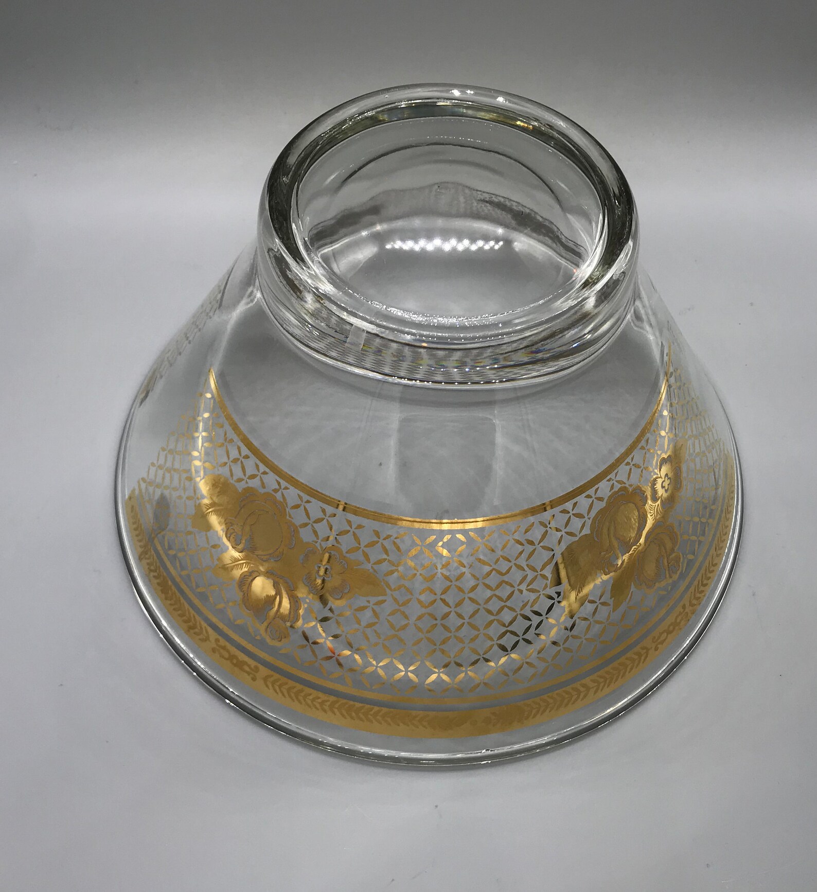 Vintage Starlyte Glass Serving Bowl With Gold Floral Lattice - Etsy
