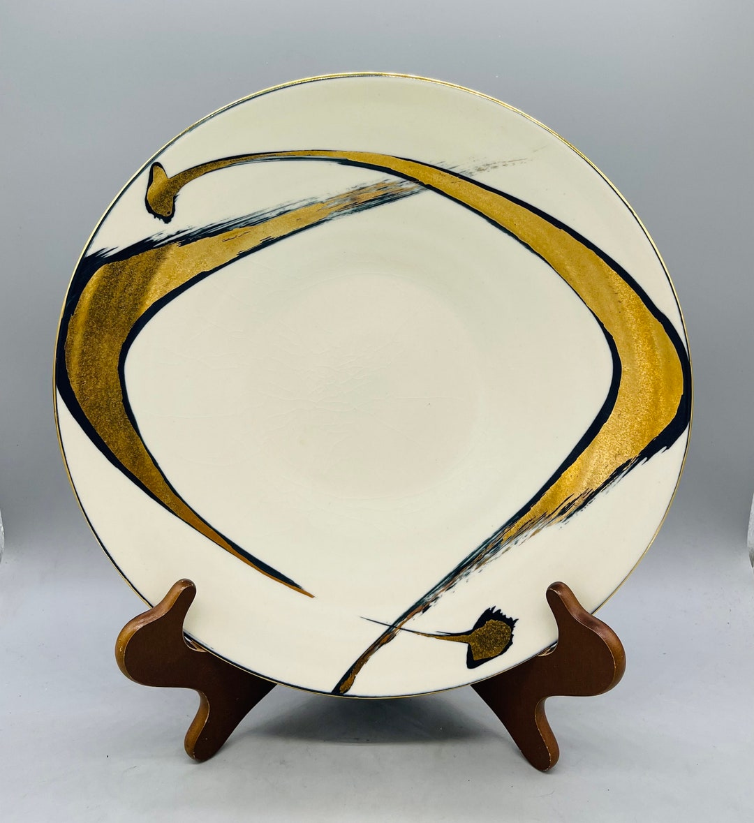 Vintage Ann Mallory Sumi Gold Pottery Black & Gold Serving Dishes Sold ...