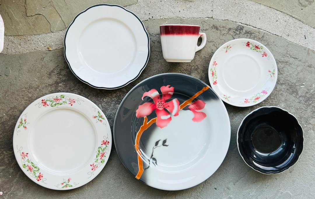 Mixed Restaurant Ware Place Setting Diner Dishes Mismatched Dinnerware ...