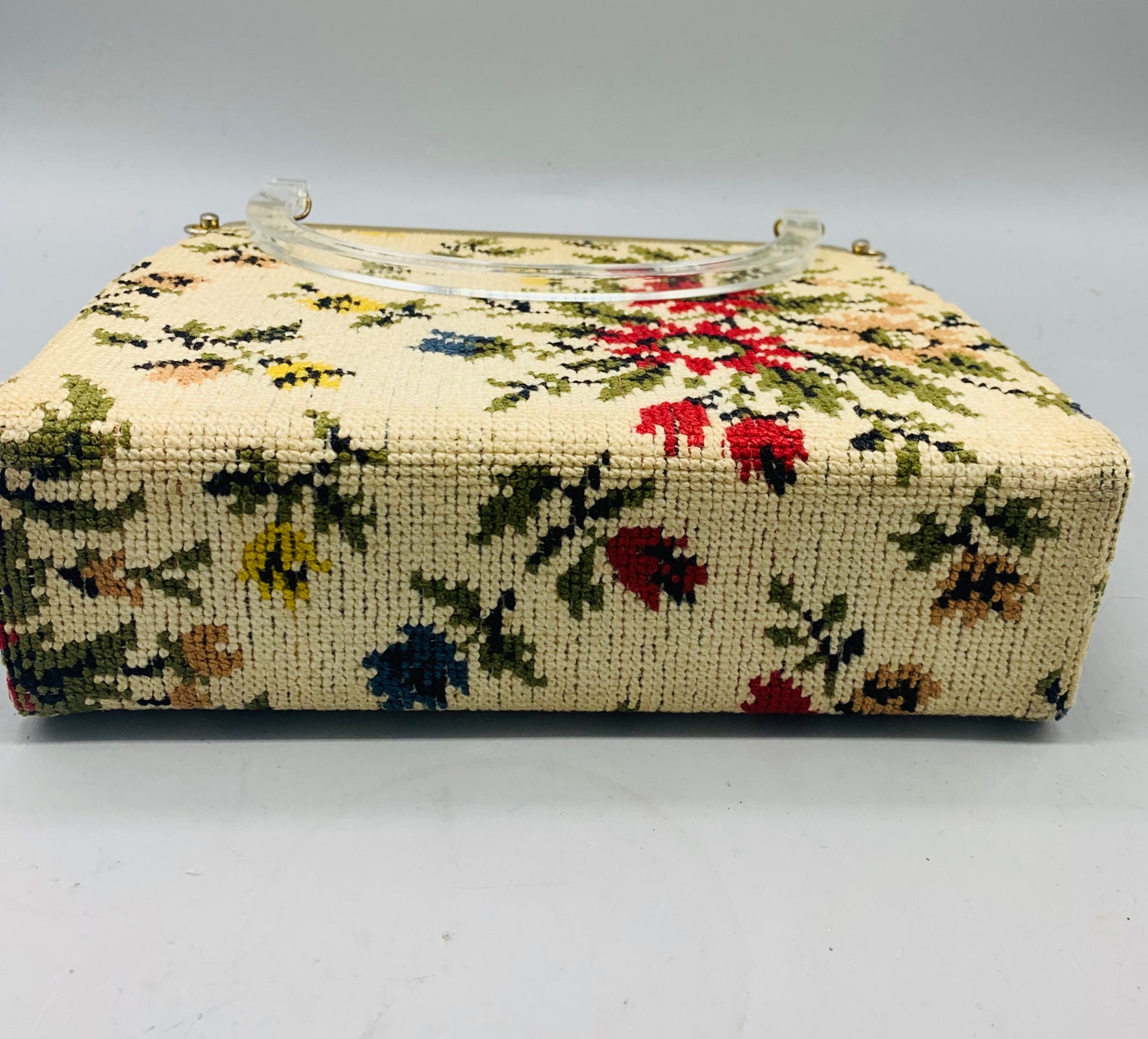 Vintage Reversible Needlepoint Floral and Black Patent Leather - Etsy