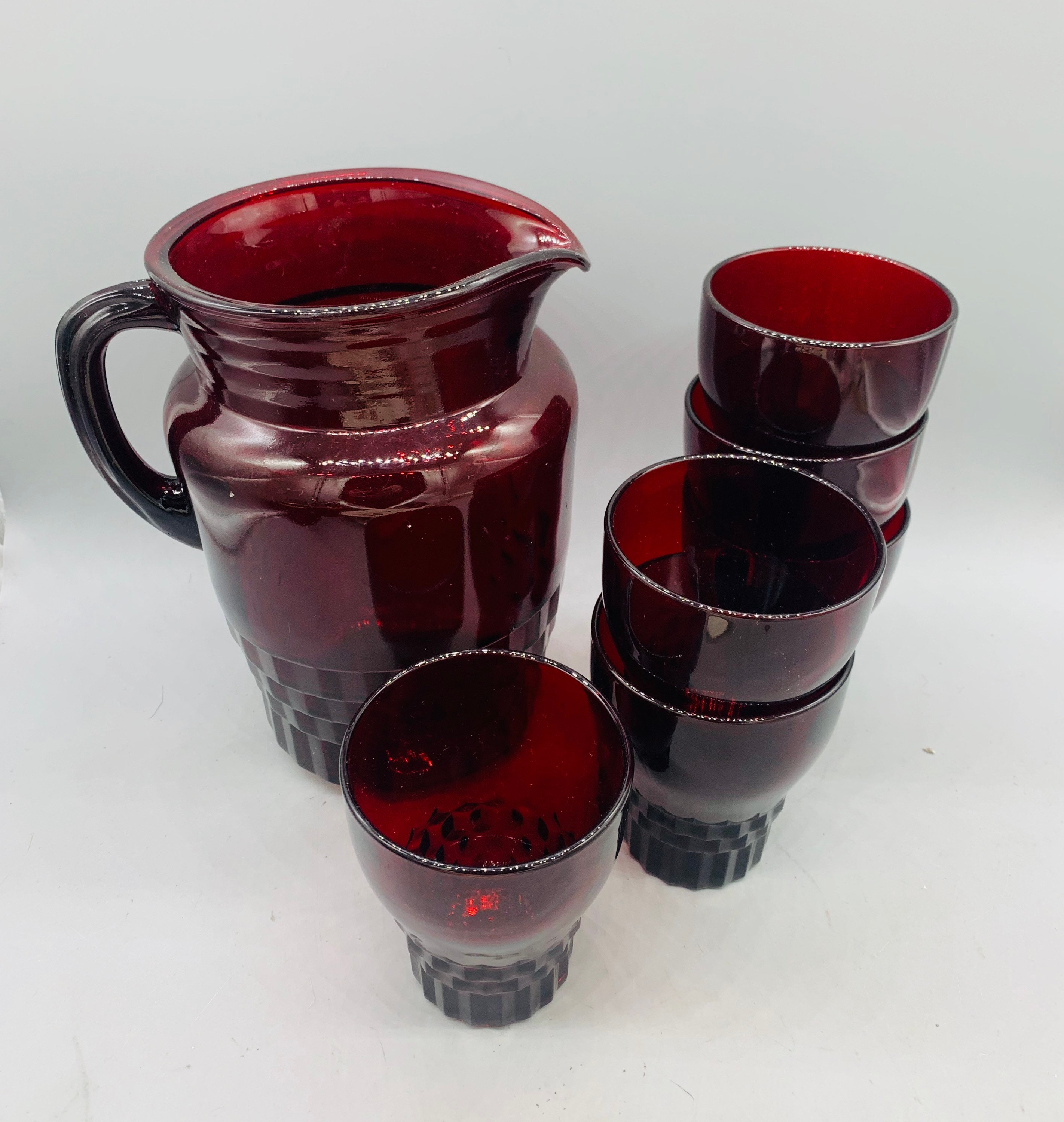 Anchor Hocking Windsor Royal Ruby Pitcher 7 Piece Set - Etsy
