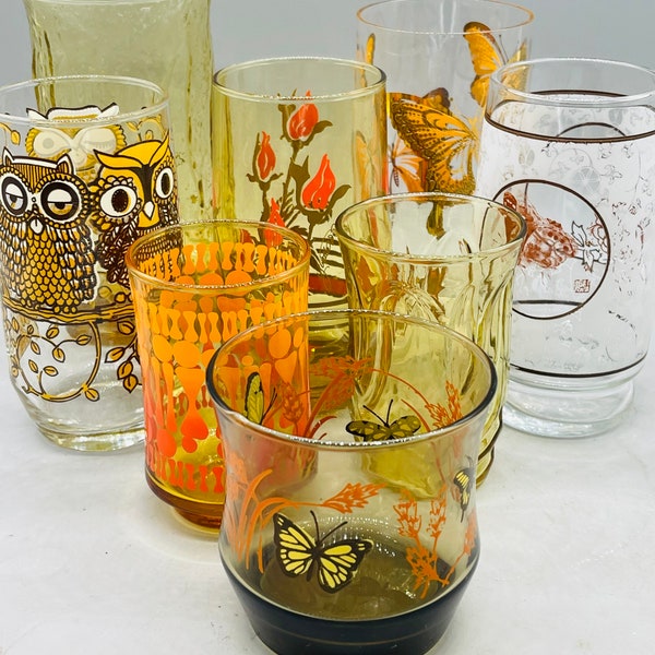 70s Drinking Glasses - Etsy