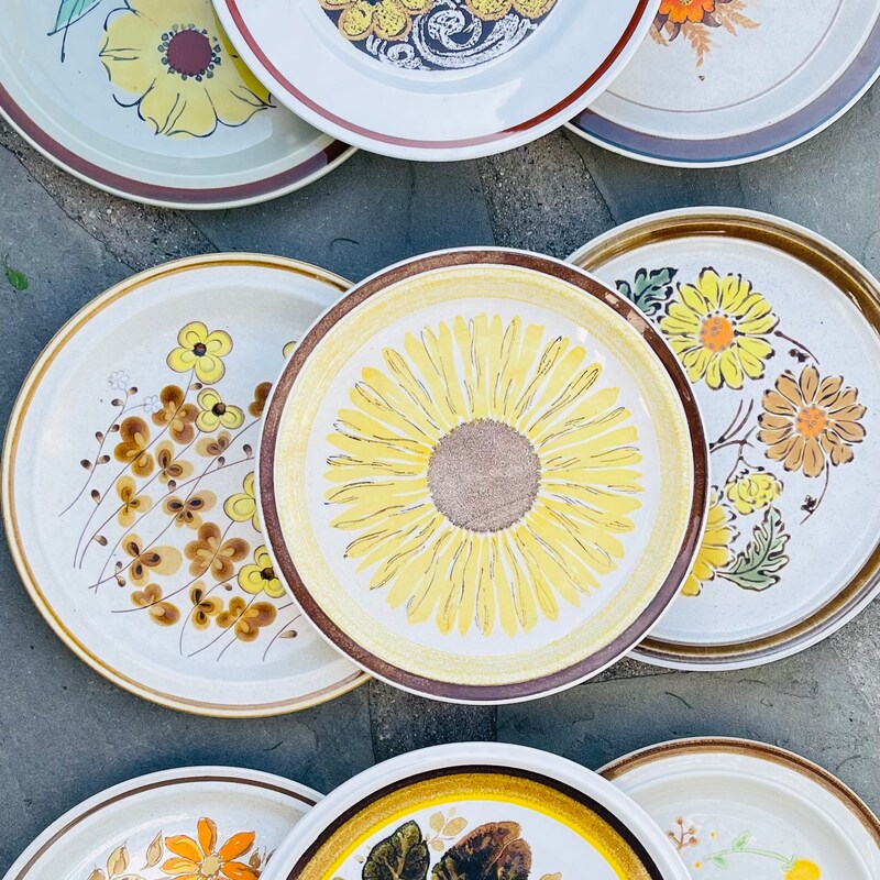 Yellow Floral Plates - Etsy