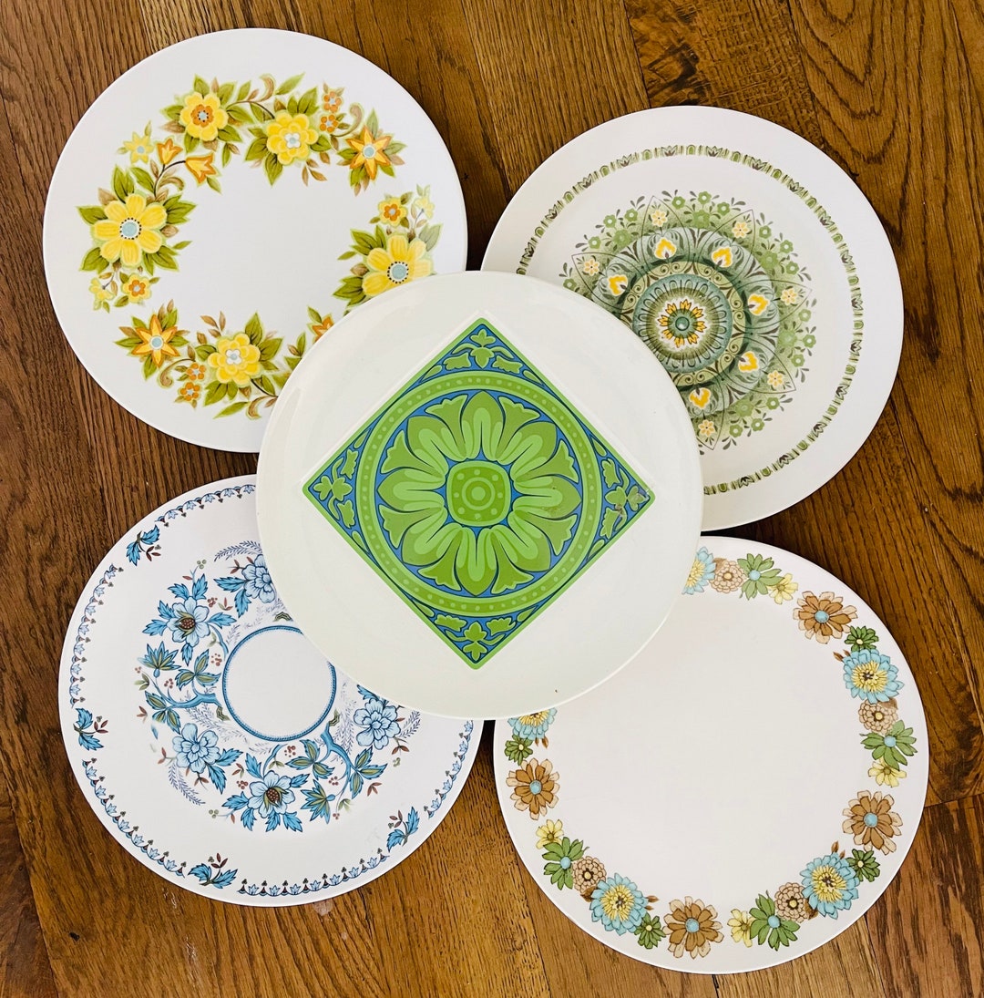 Mismatched Set of 5 Green and Blue Floral Dinner Plates - Etsy