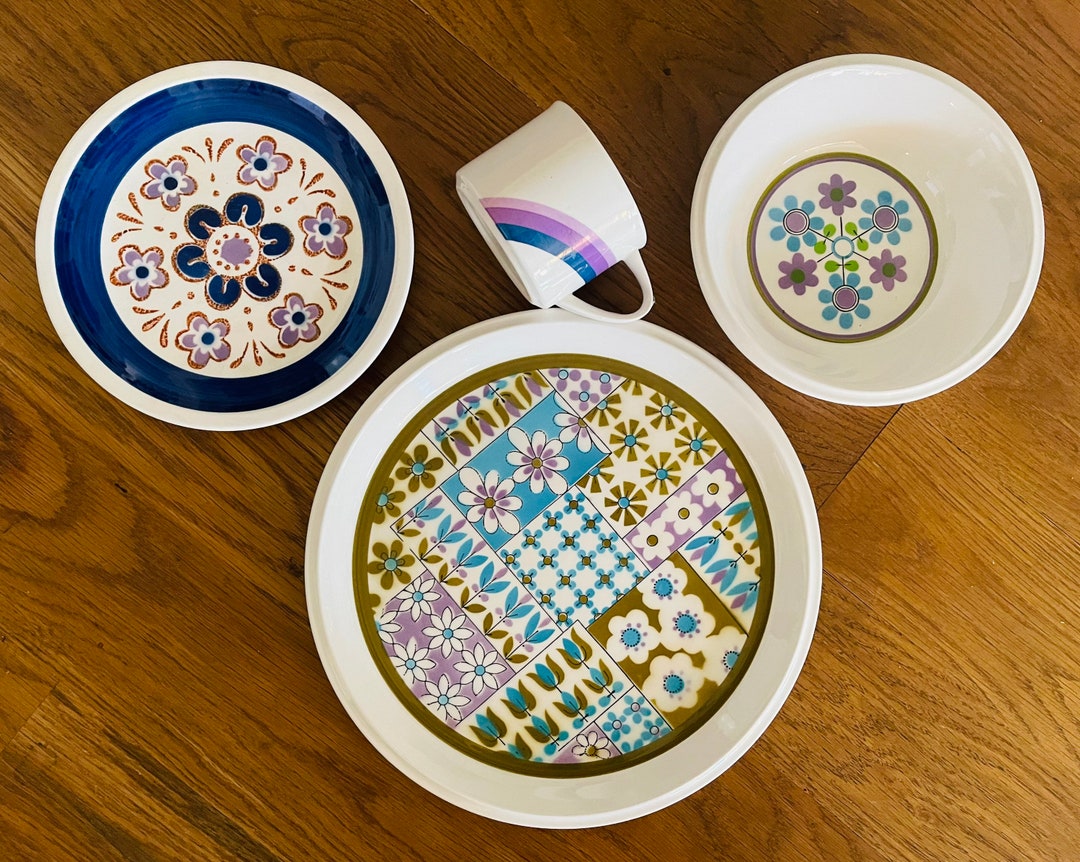 Mix and Match 4 Piece Purple and Blue Place Setting - Etsy