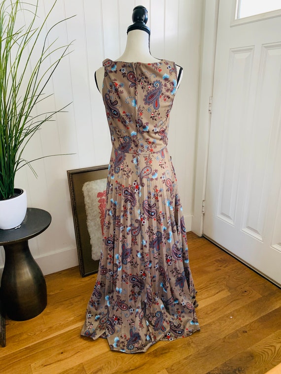 1970’s Polyester Maxi Dress With Pleated Skirt - Gem