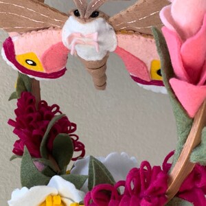 Hanging Mobile - Automeris Pamina Pink Saturn Moth and Wildflowers ...