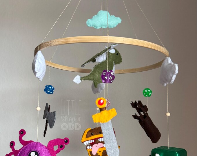 D & D Themed Baby Mobile Mimic Beholder Hanging Nursery Decor D20 - Etsy