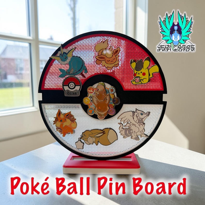 Poké Ball Pin Board Tabletop Stand or Wall Mount Pokémon Badge Display ...