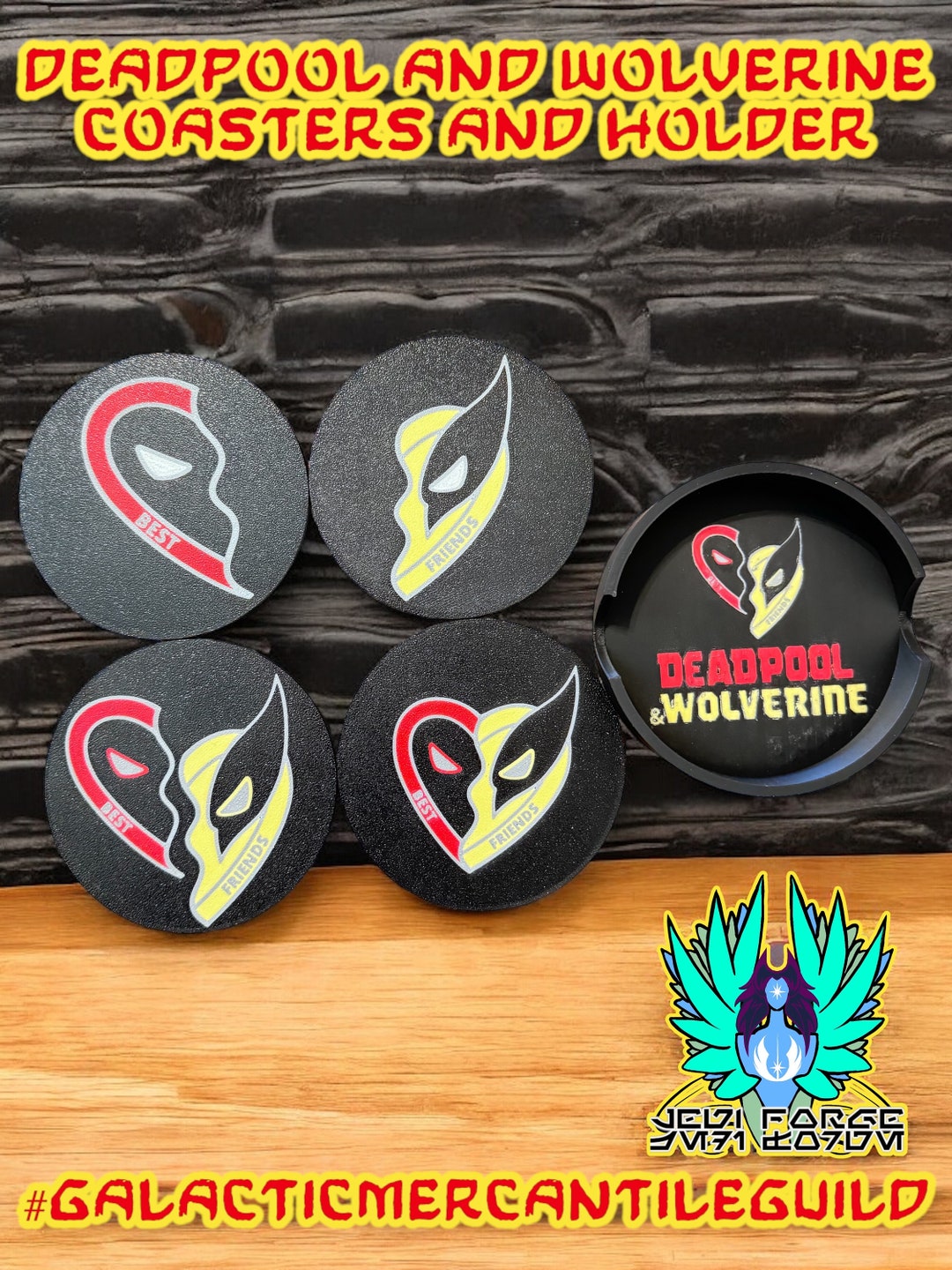 Jedi Forge: Inspired Deadpool & Wolverine Coasters and Holder - Etsy