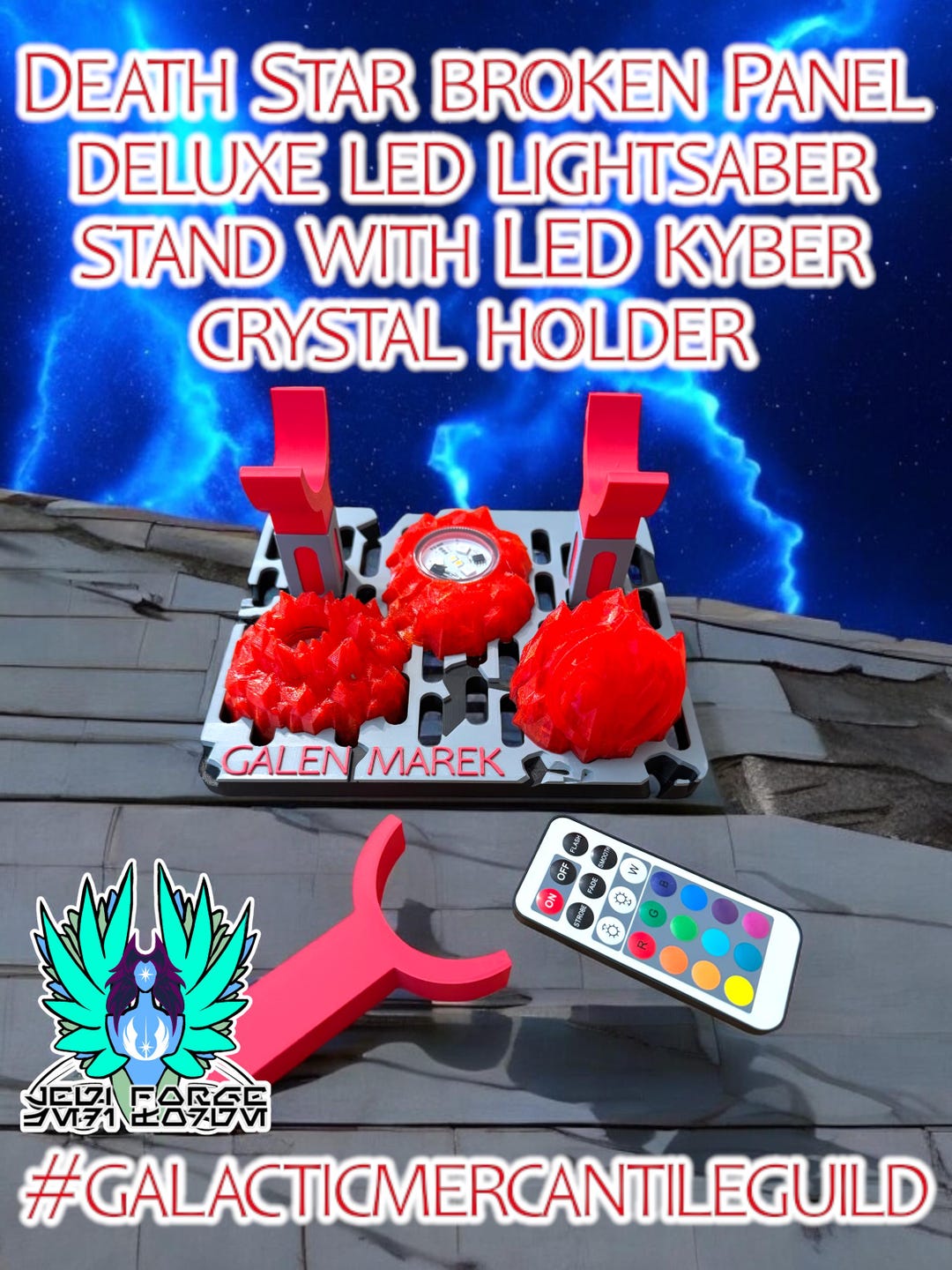 Death Star Broken Panel Deluxe LED Lightsaber Stand With LED Kyber ...