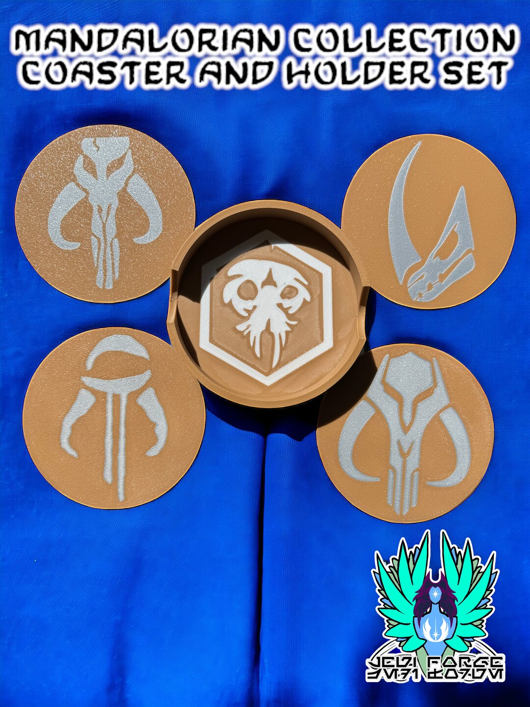 Jedi Forge: Inspired Mandalorian Sigel 4 Coaster Set & Holder mythosaur ...