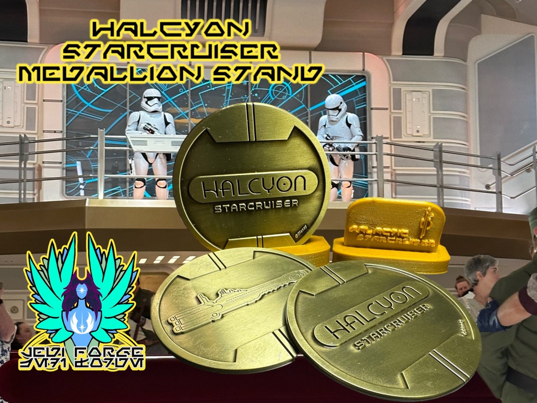 Halcyon Starcruiser Medallion Stand With Aurebesh Plaque - Etsy