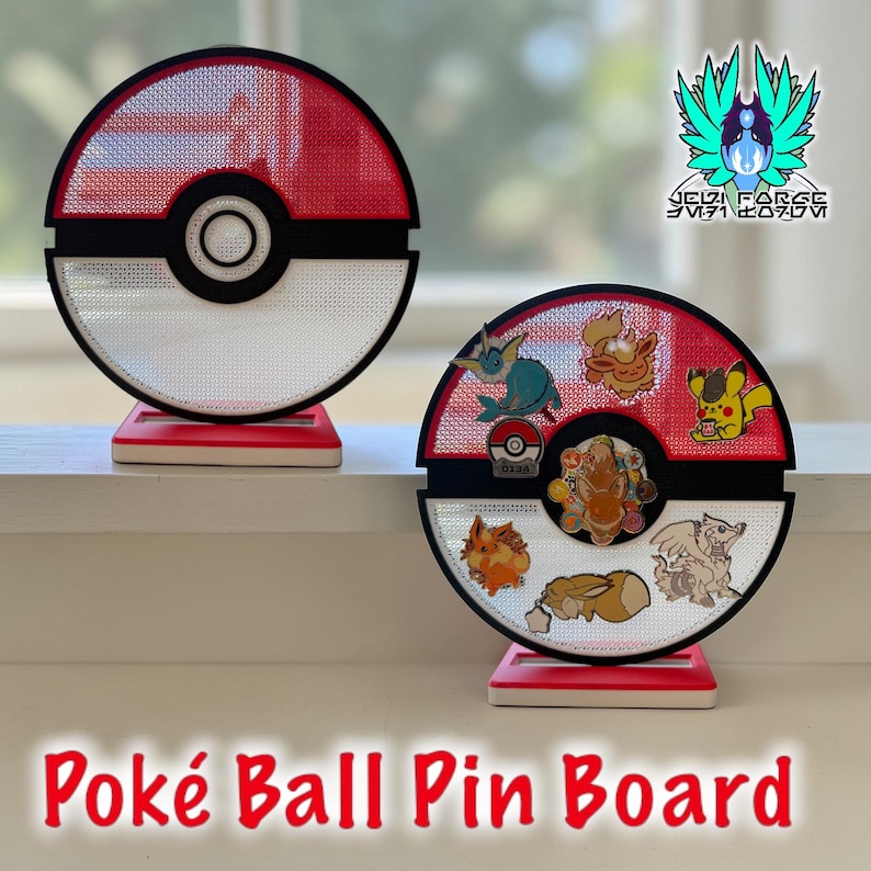 Poké Ball Pin Board Tabletop Stand or Wall Mount Pokémon Badge Display ...