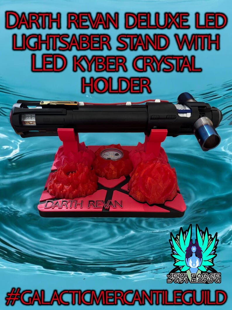 Darth Revan Deluxe LED Lightsaber Stand With LED Kyber Crystal Holder ...