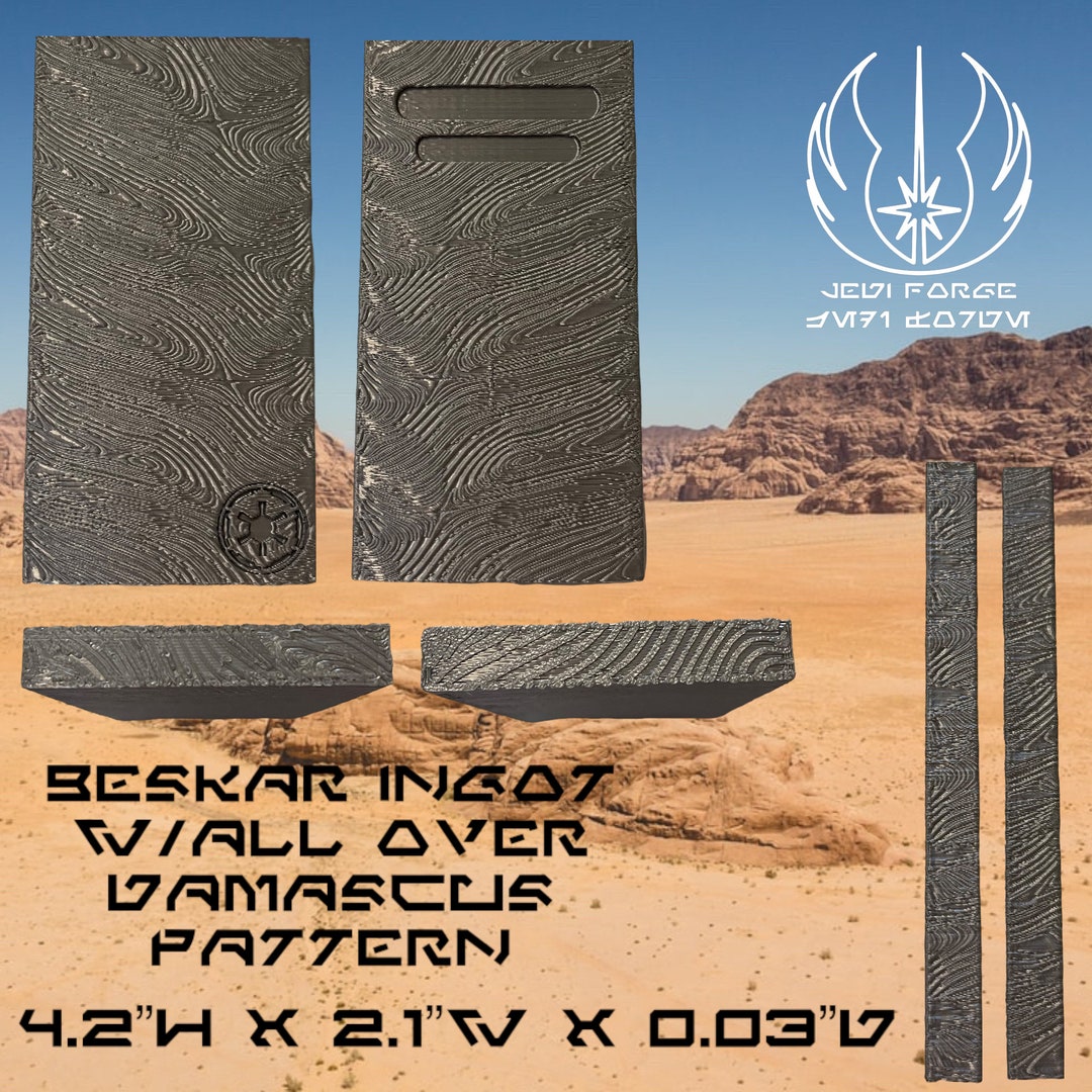 Jedi Forge: Mandalorian Beskar Ingot Small With All Over Damascus ...