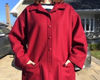 Red wool coat | Etsy