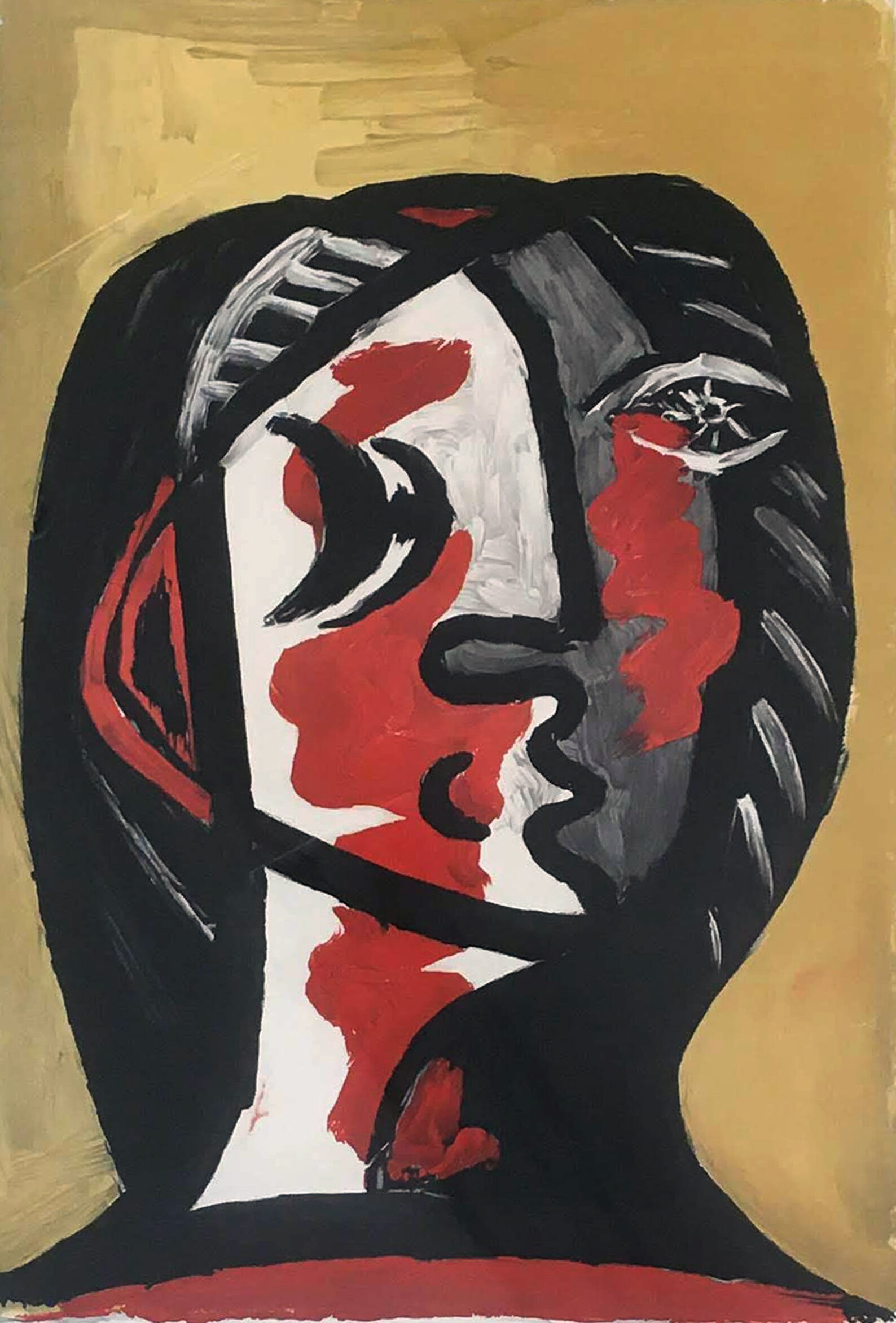 Marina Picasso Collection tete De Femme En Gris Et Rouge Sur - Etsy