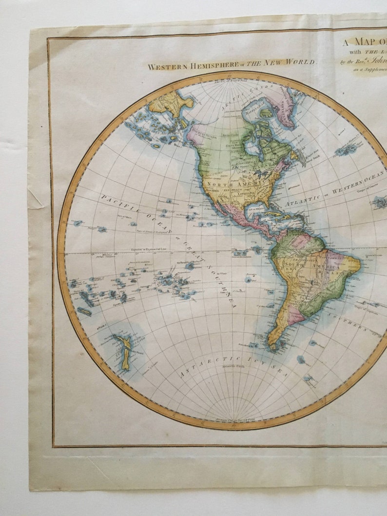 Authentic 1779 Map of the World With the Latest Discoveries by the Rev ...