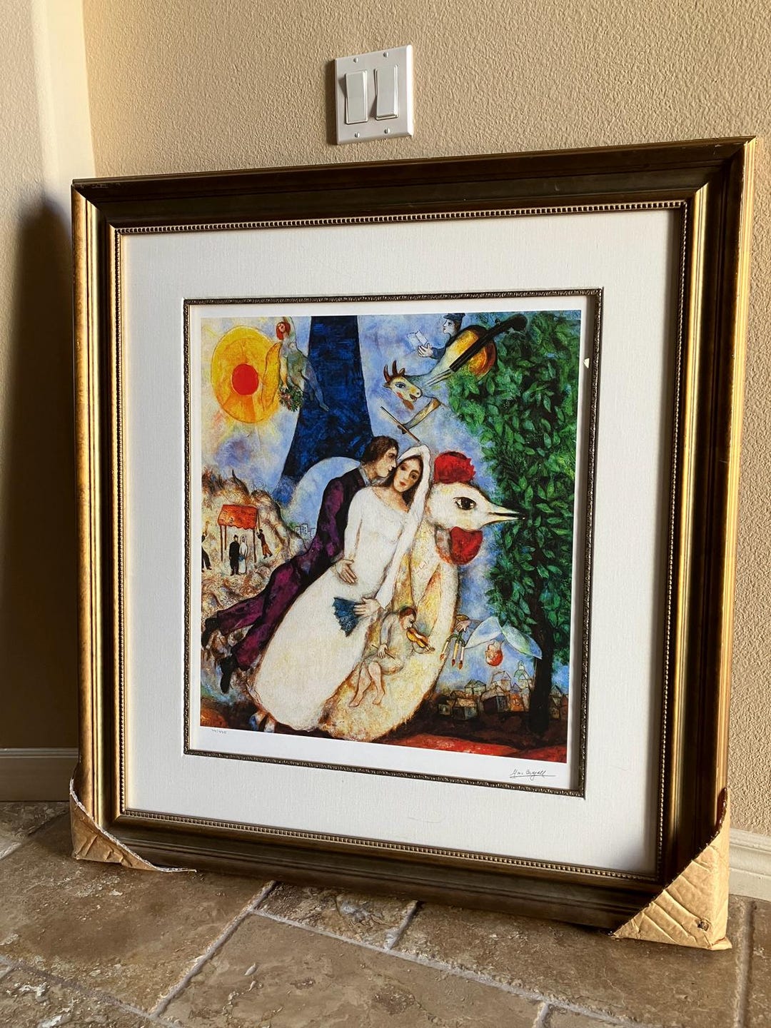 Marc Chagall ‘the Bride and Groom of the Eiffel Tower’ Limited Ed. 74/ ...