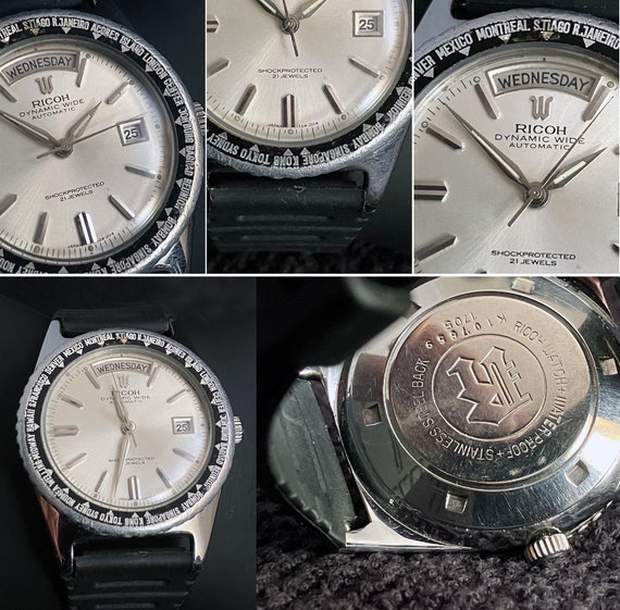 Rare 1960s RICOH Dynamic Wide World Time Automatic Da… - Gem