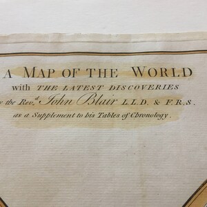 Authentic 1779 Map of the World With the Latest Discoveries by - Etsy