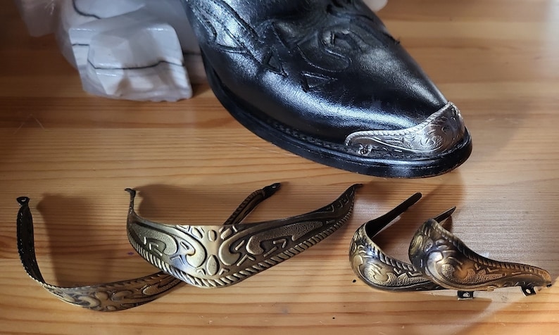 Cowboy Boot Tip Plates: Antique Gold or Dark Copper Toe and Heel Guards ...