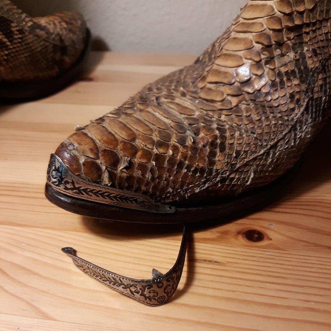 New Silver With Black Cowboy Western Boot Tips/toe Plates Pointy Toed ...