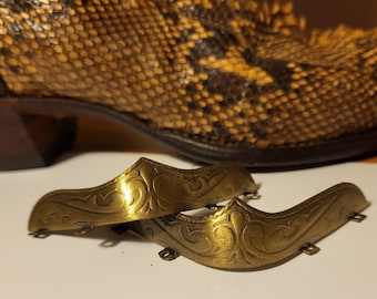 Shiny Gold Cowboy Western Boot Tips Toe Plates Guards With Rope Edge ...