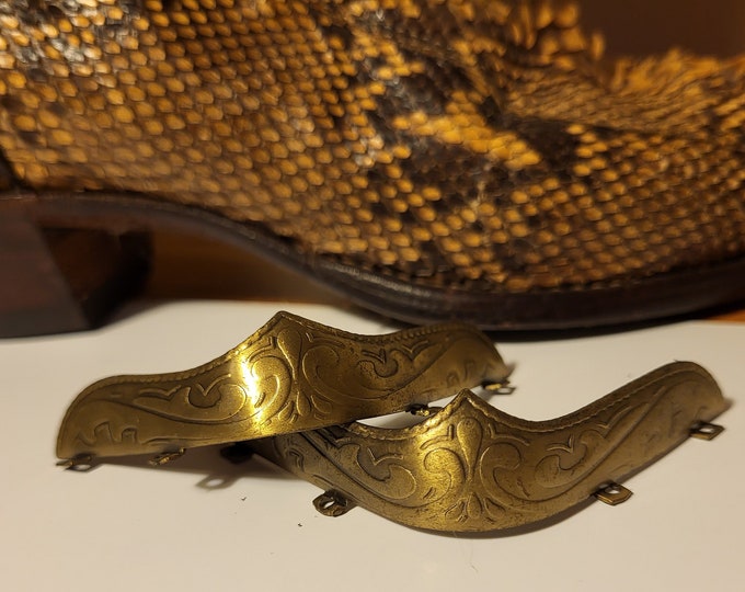 Antique Gold Western Cowboy Boot Tips Toe Plates Guards for Round Toed ...