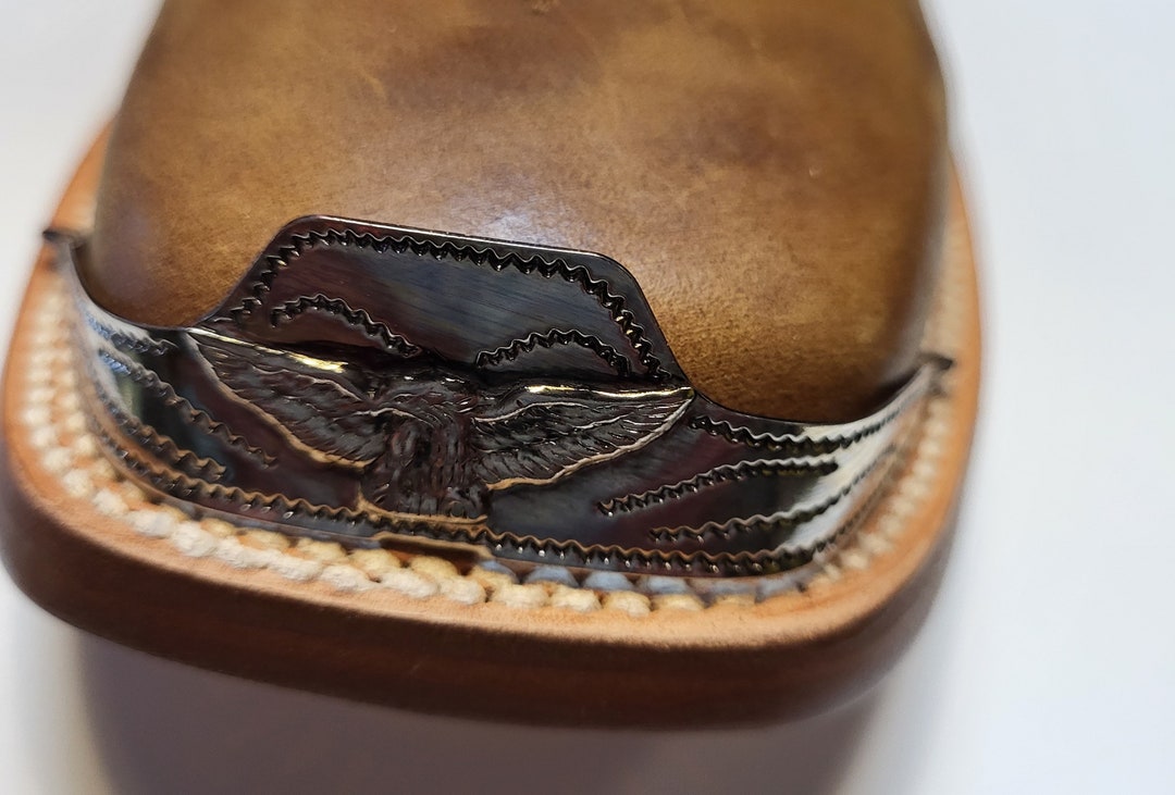 Silver Tone Cowboy Western Biker Toe Plates With Eagle for Square Toed ...