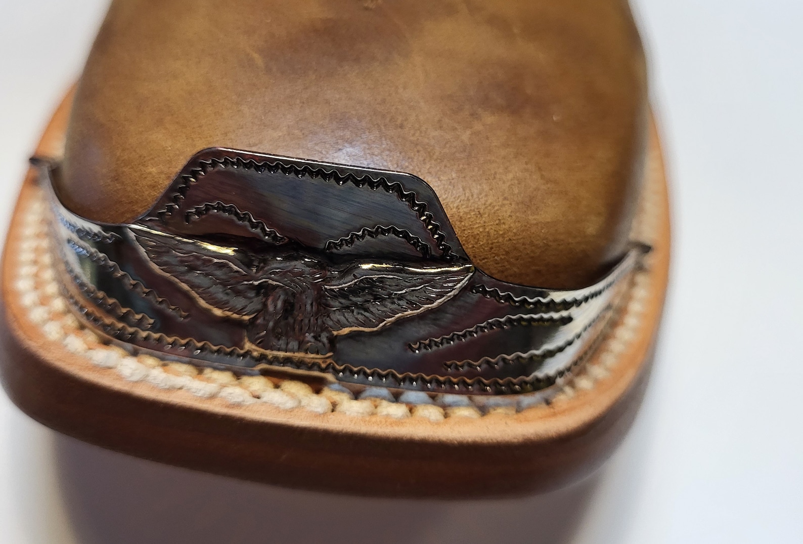 Silver Tone Cowboy Western Biker Toe Plates With Eagle for Square Toed ...