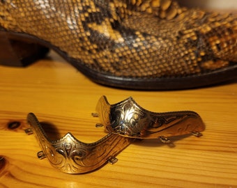 Shiny Gold Cowboy Western Boot Tips Toe Plates Guards With Rope Edge ...