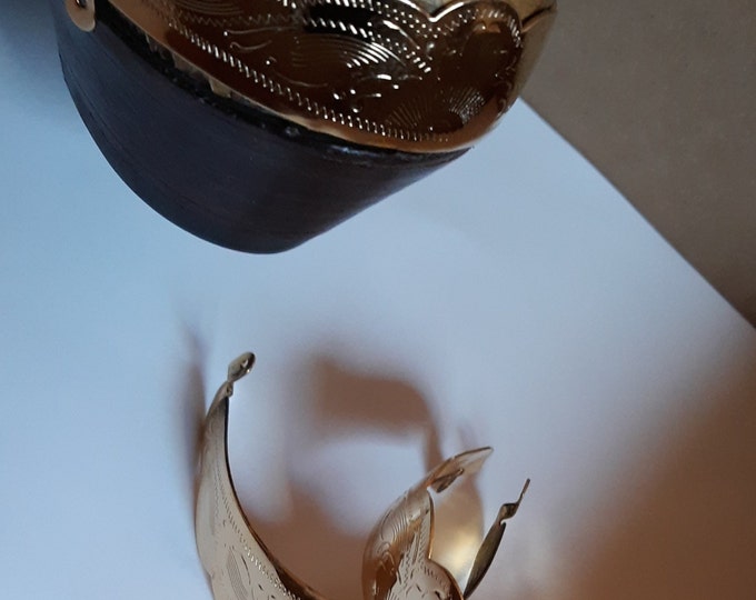 Vintage Cowboy Boot Heel Plates Guards Shiny Gold With Scalloped Edge ...