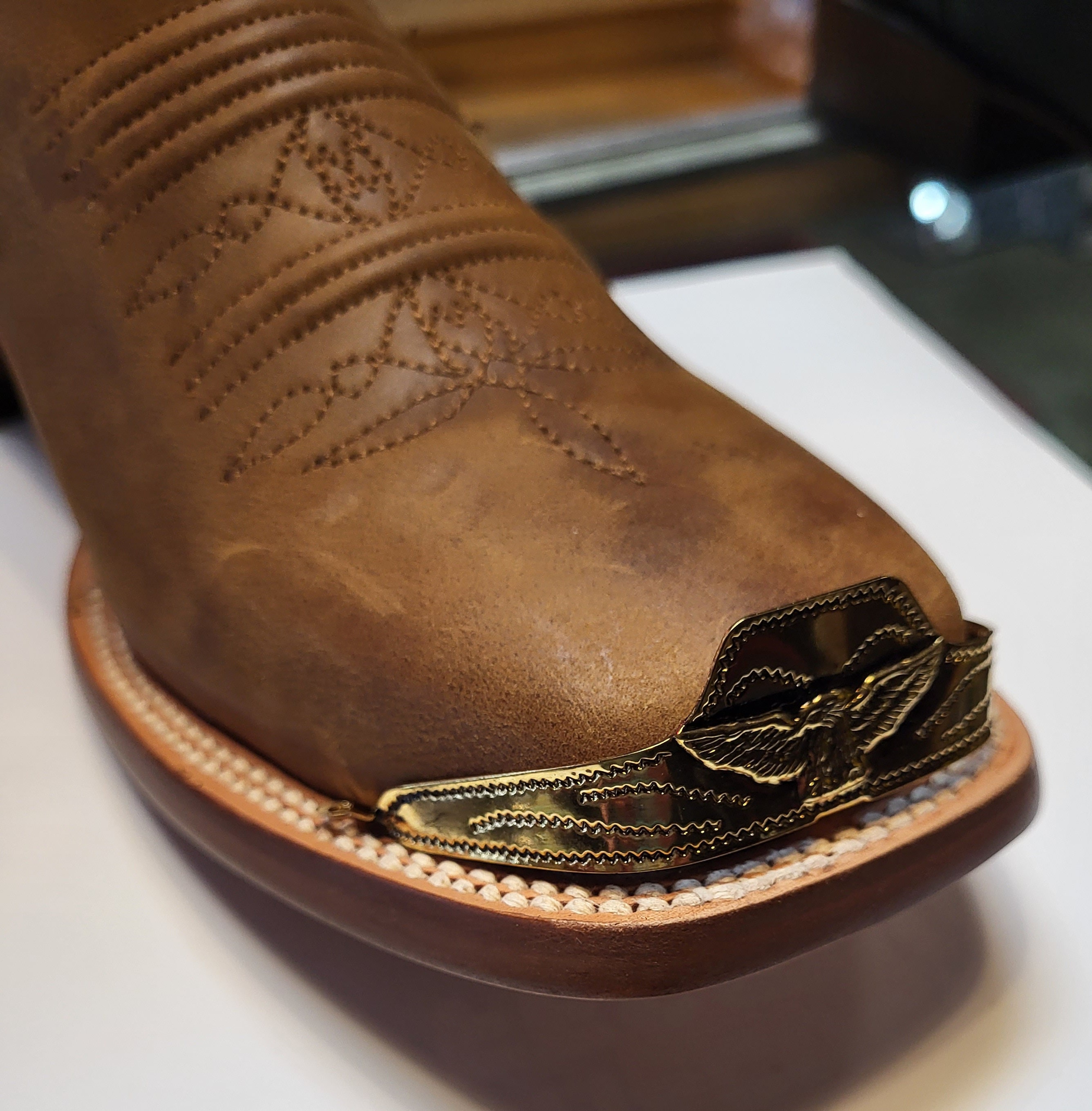 Gold Tone Cowboy Western Biker Toe Plates With Eagle for Square Toed ...