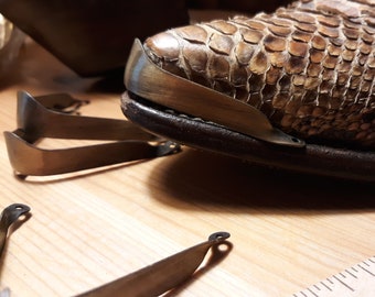 Shiny Gold Cowboy Western Boot Tips Toe Plates Guards With Rope Edge ...