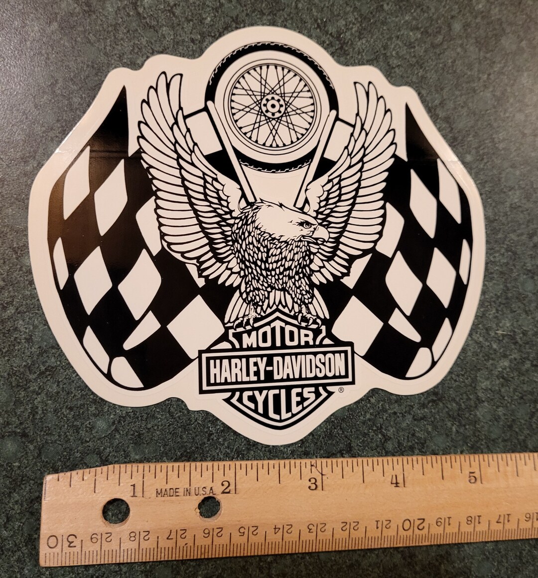 Black and White Checker Flag Design With Eagle Harley Davidson Motor ...