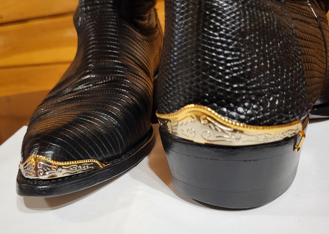 Silver With Gold Rope Edge Western Cowboy Boot Toe and Heel Plates for ...