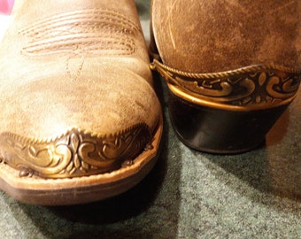 Vintage Gold Cowboy Boots Toe and Heel Plates for Pointy Toed Western ...