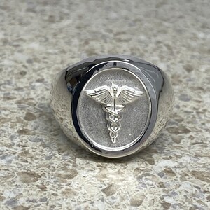 Solid Caduceus Medical Symbol Ring Sterling Silver 925 - Etsy