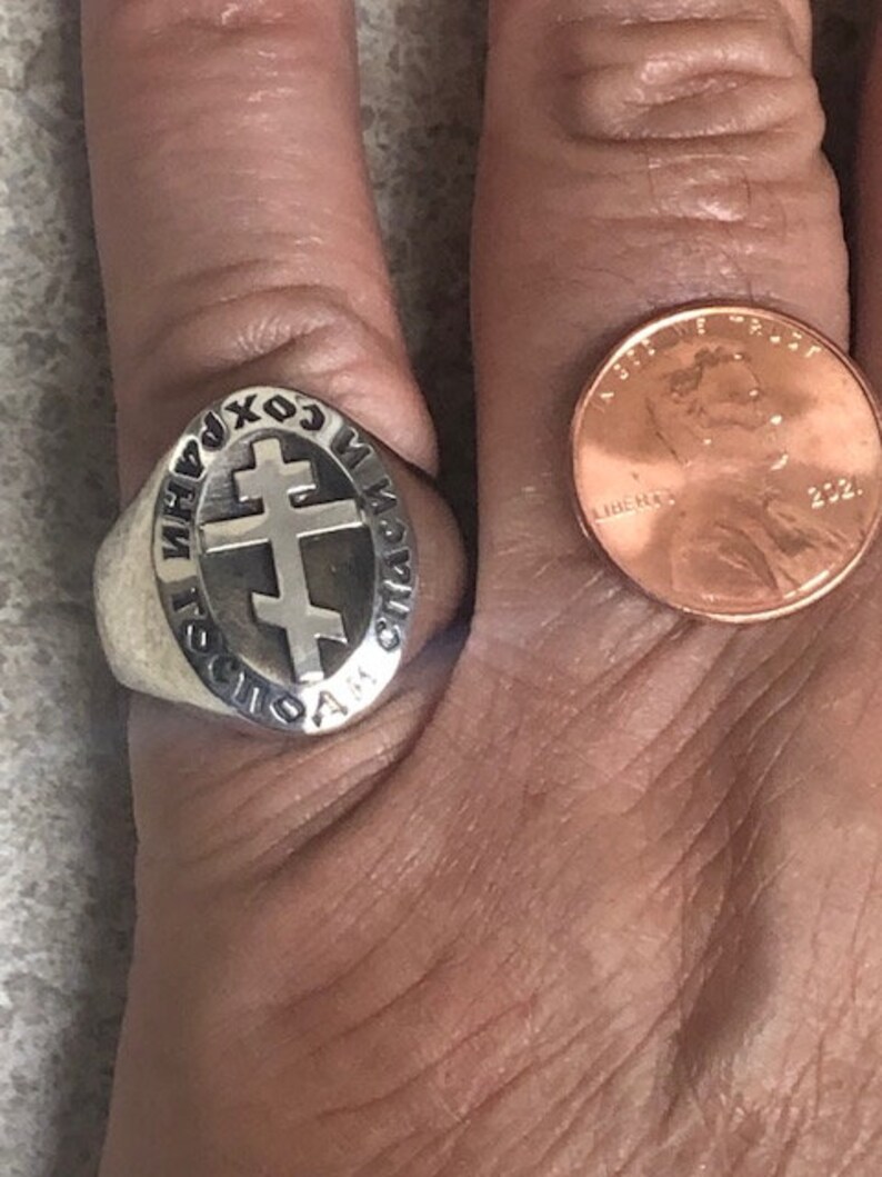Russian Orthodox Cross Ring With Prayer "lord Save and Preserve" Solid ...