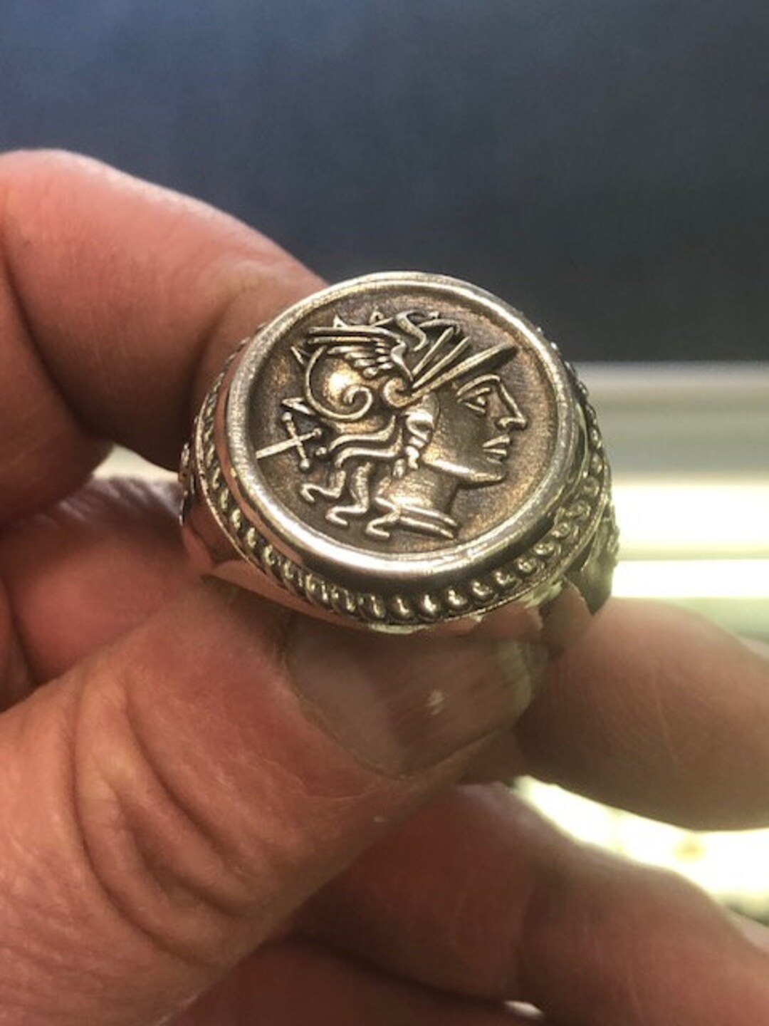 Caduceus Roman Mercury Coin Style Ring Sterling Silver 925 Sizes 7-16 ...