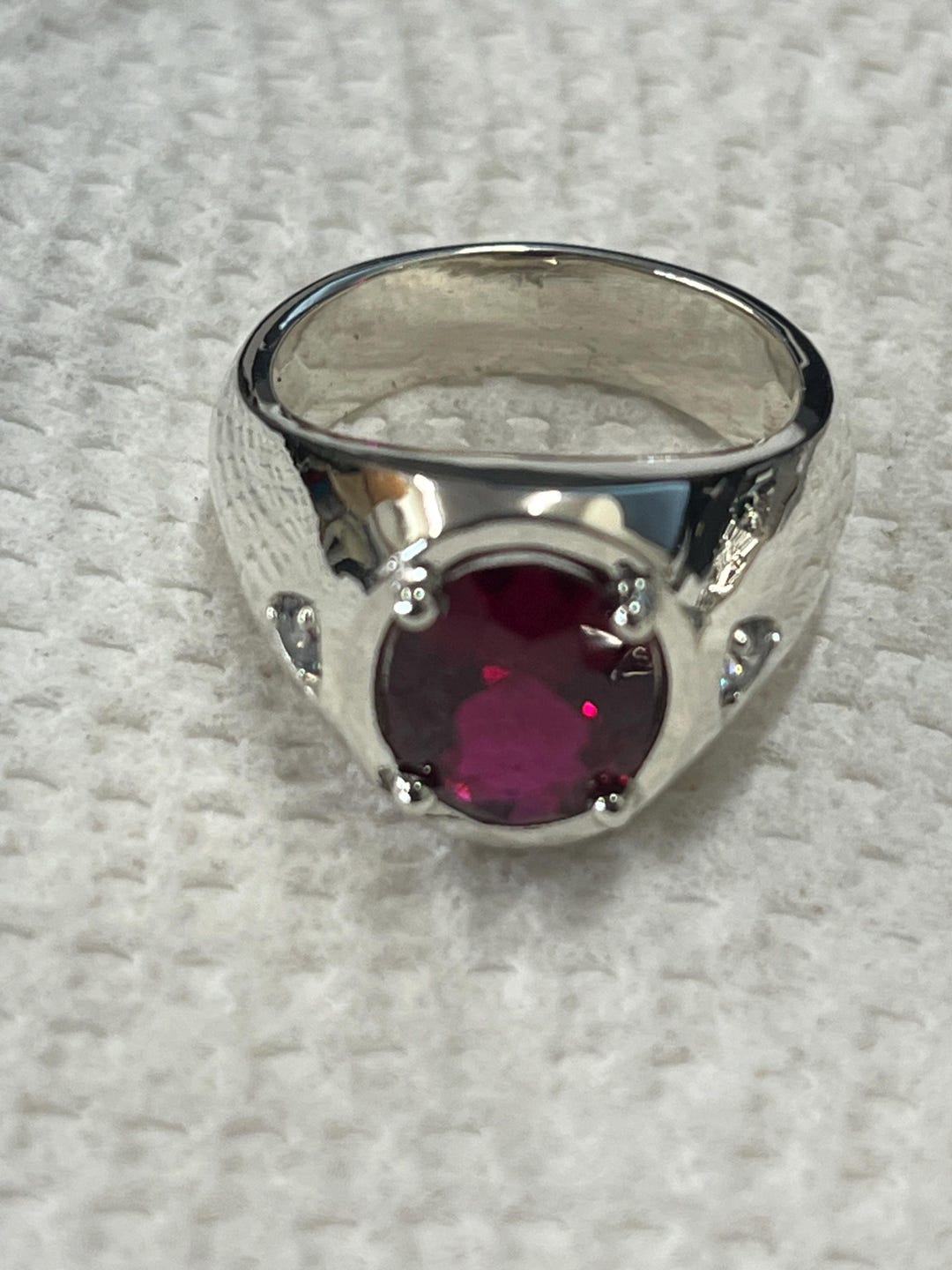 Synthetic Ruby Men's Hollow Ring 925 Sterling Silver Sizes 6 up to 14 ...