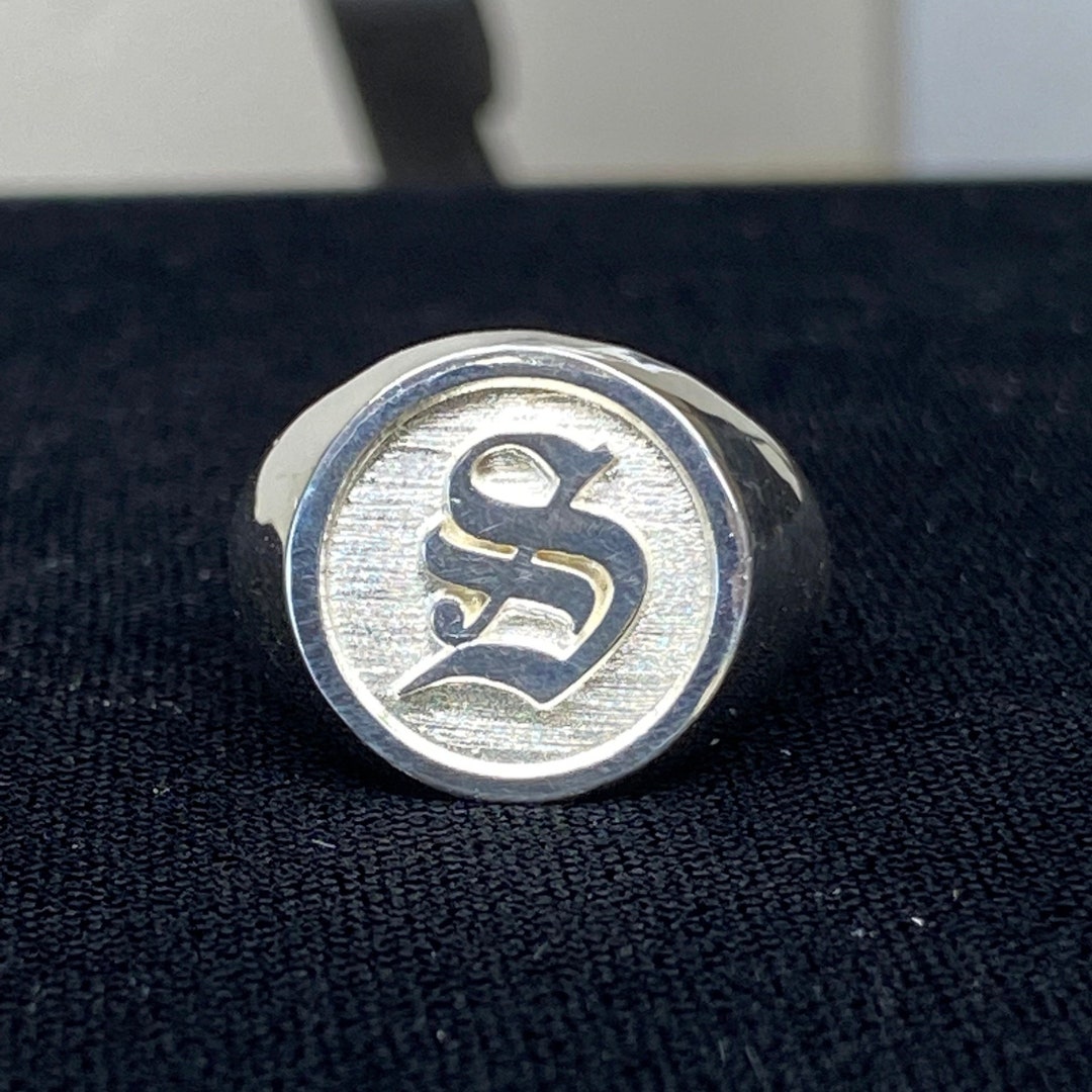Letter S Sterling Silver Custom Made Old English Font Solid Initial ...